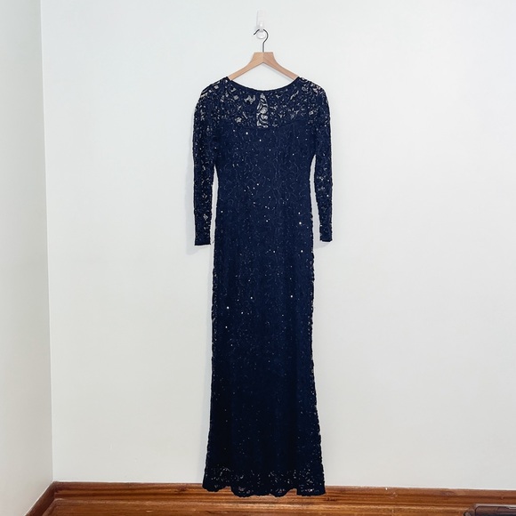 MARINA | Dresses | Marina Lace And Sequin Formal Gown In Navy Blue ...